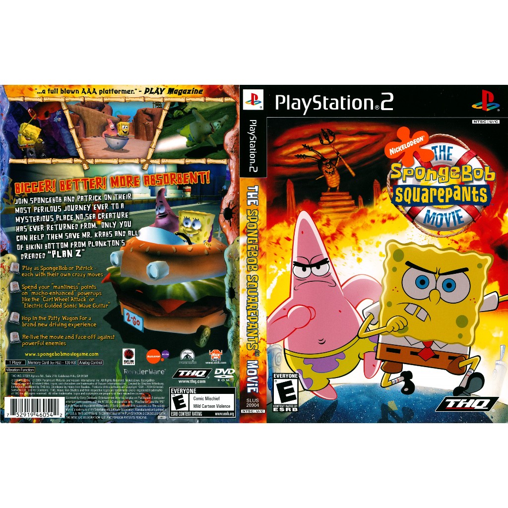 แผ่นเกมส์ PS2 Nickelodeon SpongeBob SquarePants - The Movie สกรีนแผ่น ...
