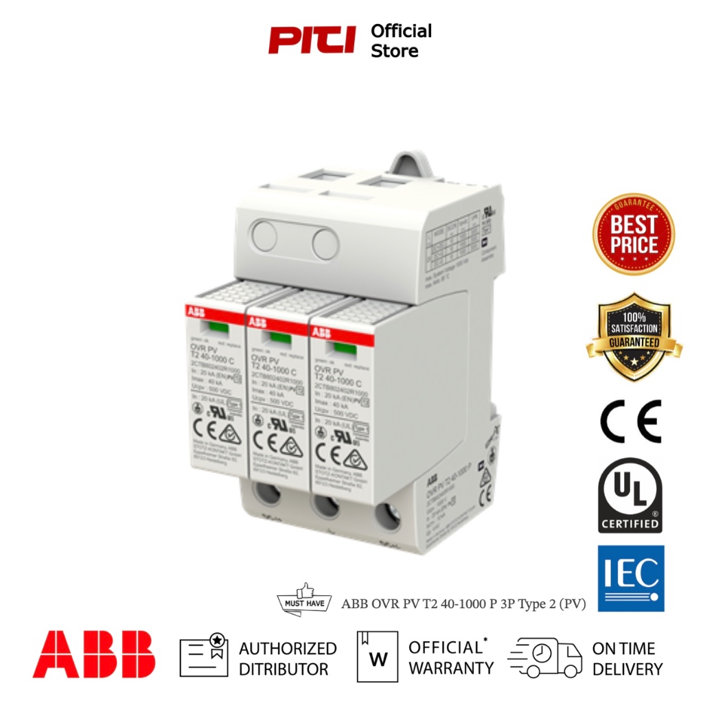 ABB OVR PV T2 40-1000 P 3P Type 2 (PV) Surge Protective Device (SPD) # 2CTB802400R1000 (Pre ...