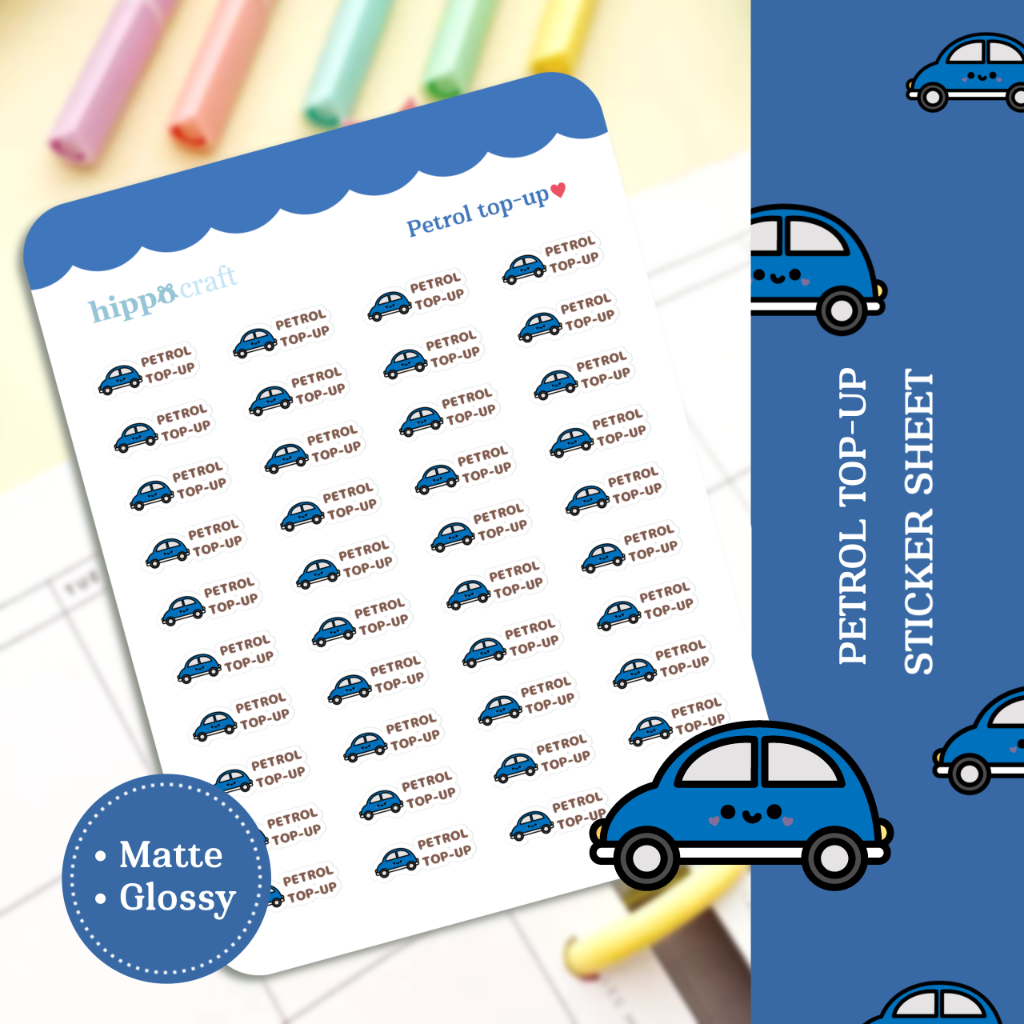 Petrol top-up Planner sticker sheet สติ๊กเกอร์ไดคัท เตือนความจำ แพลนเน ...
