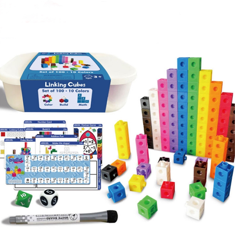 100 ชิ้น Mathlink Cubes ตัวต่อพลาสติก เสริมพัฒนาการ ของเล่นคณิตศาสตร์ บ ...