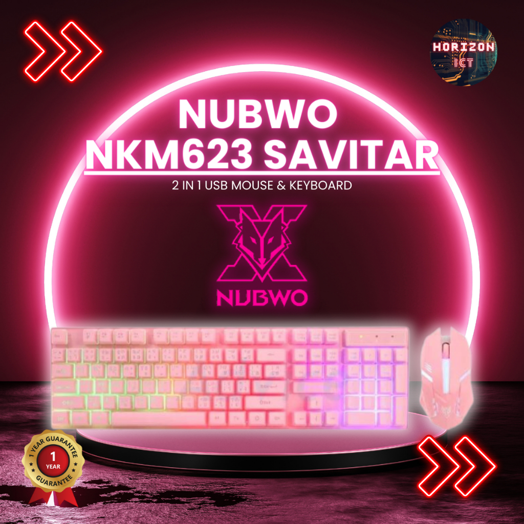 NUBWO NKM623 SAVITAR PINK 2IN1 USB Keyboard & Mouse | Shopee Thailand