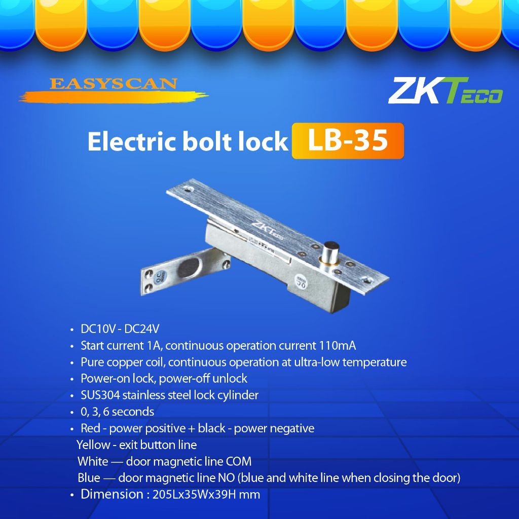 LB-35 กลอนแม่เหล็กไฟฟ้า LB-35 ELECTRICITY MORTISE LOCK ZKTECO | Shopee ...