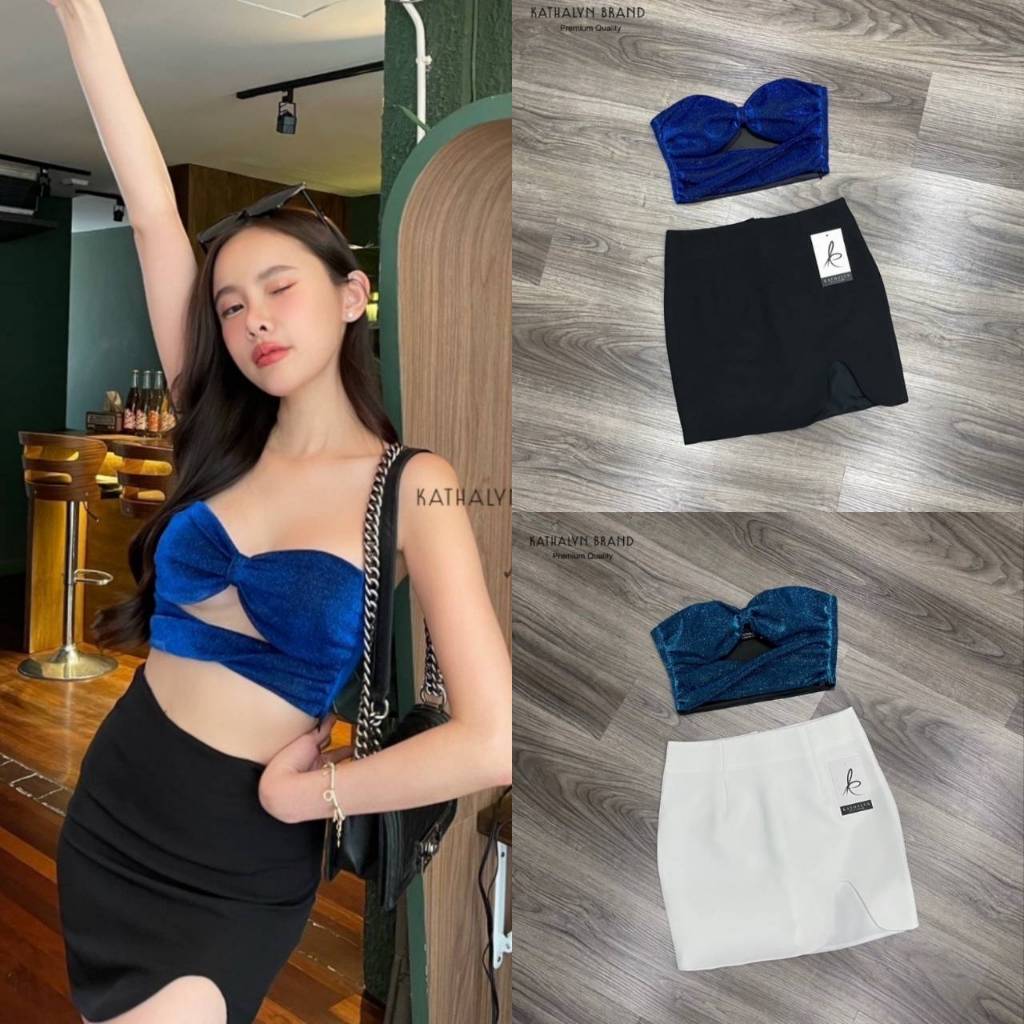 KATHALYN เสื้อครอปสั้นเกาะอก ทรงเข้ารูปตามตัวเนื้อ(*สอบถามสต๊อกก่อนกดสั่งน๊า) | Shopee Thailand