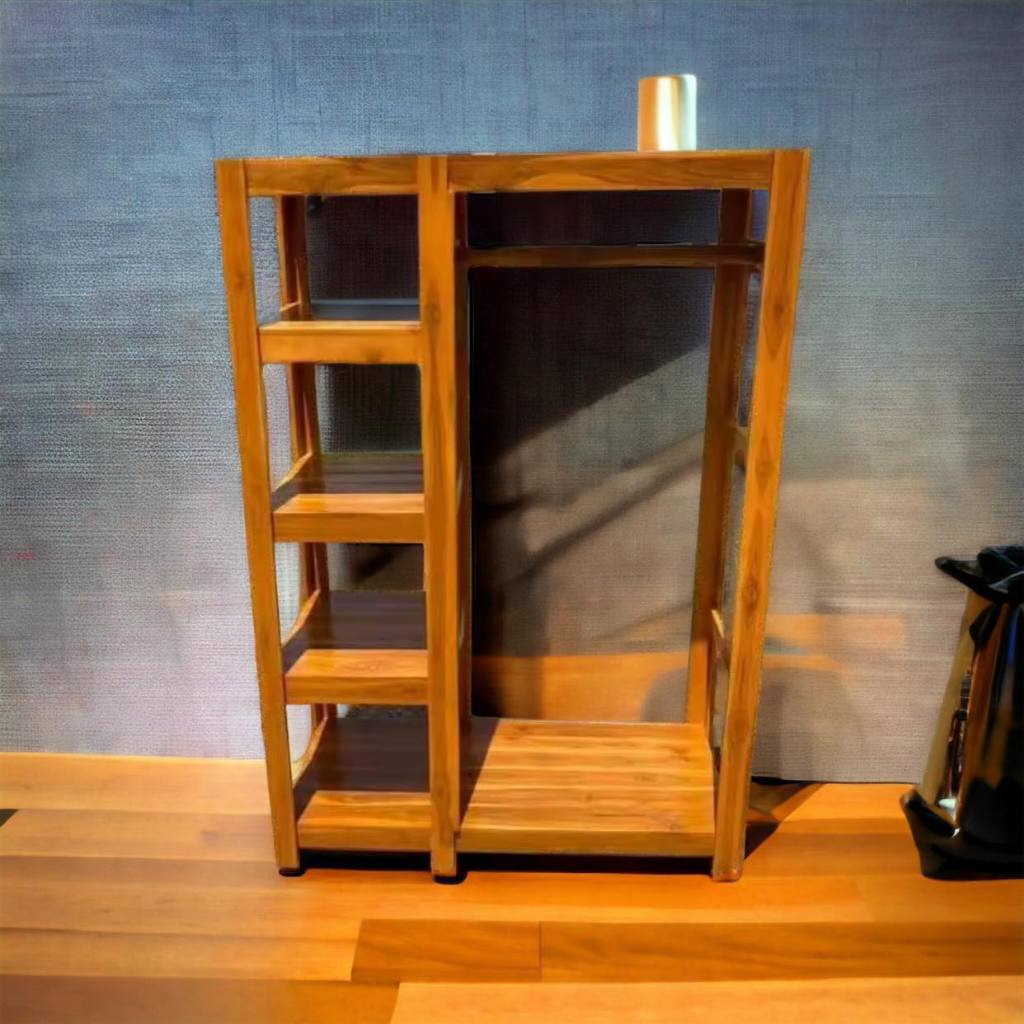 Sukthongแพร่ ตู้แขวนเสื้อผ้าเเบบเปิดไม้สักเเท้ 100x40สูง150ซม. | Shopee Thailand