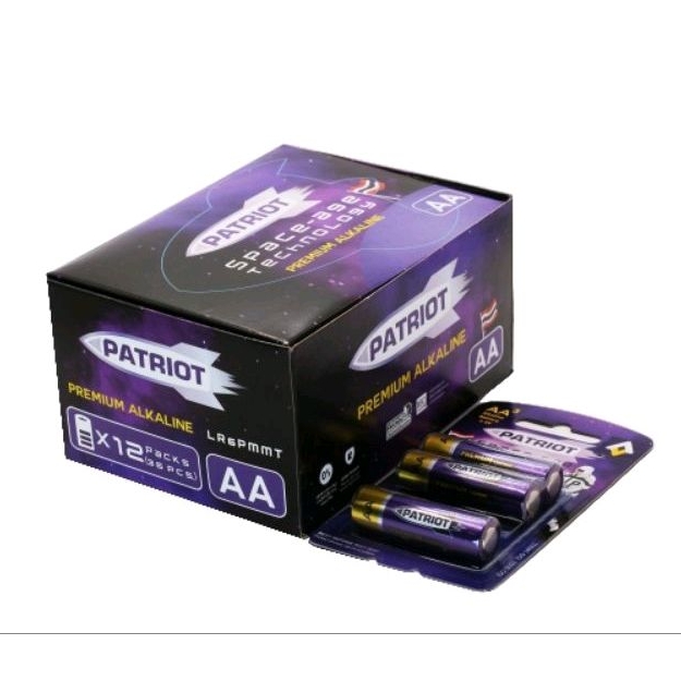 ถ่าน Patriot Premium Alkaline size AA 12แพ็ค/กล่อง (แพ็ค 3 ก้อน ...