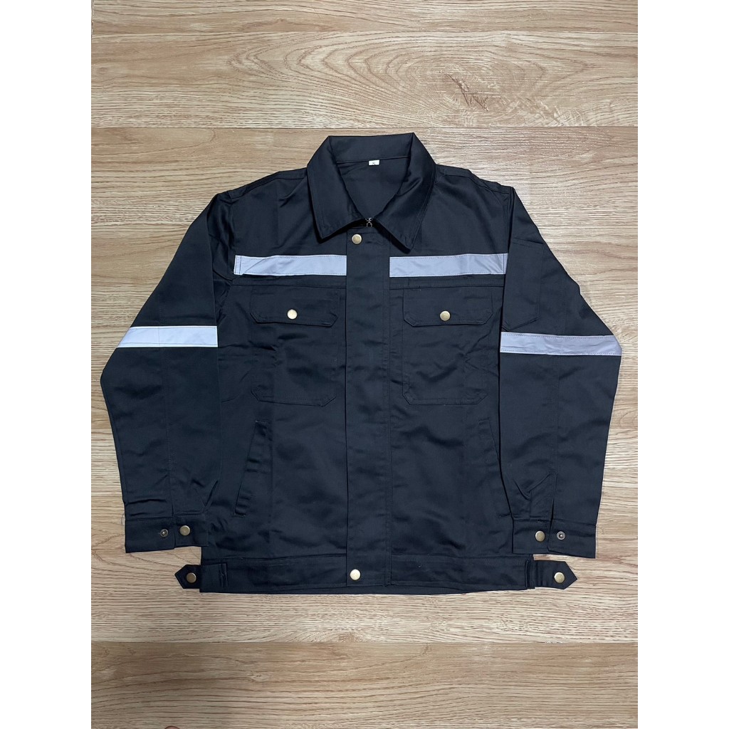 เสื้อช็อปทำงานสะท้อนแสงมีแถบ โพลีเอสเตอร์ผสมฝ้าย(ไซส์ XL-3XL ) | Shopee Thailand