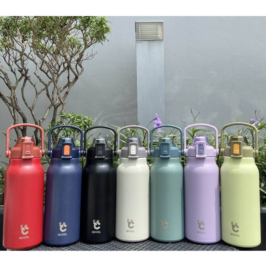 (พร้อมส่ง) Qcool กระติกน้ำเก็บความร้อนเเละเย็น ขวดน้ำ 1.7 ลิตร แท้งค์สแตนเลส 316 | Shopee Thailand
