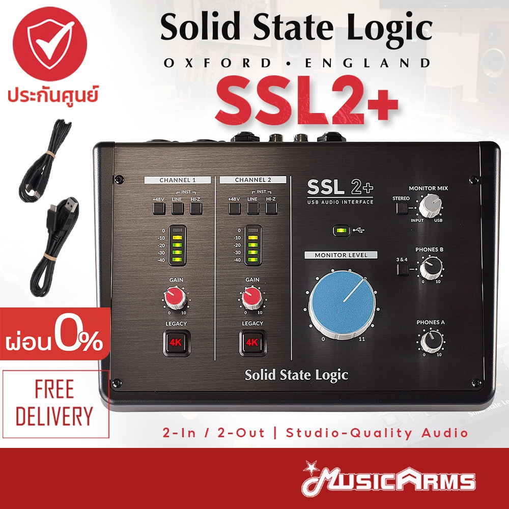 [ใส่โค้ดลด 1000บ.] Solid State Logic SSL2+ USB ออดิโออินเตอร์เฟส ประกันศูนย์ 1ปี Music Arms ...