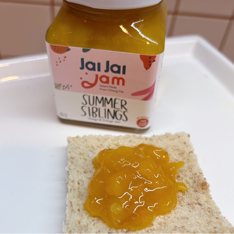 (รสใหม่) แยมใจใจ แยมมะม่วงผสมส้ม ไม่ใส่น้ำตาล หวานธรรมชาติ Jai Jai Jam Mango + Orange jam no ...