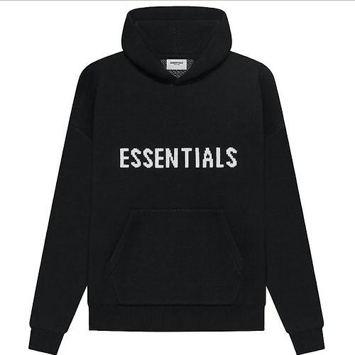 ESSENTIALS FRONT LOGO HOODIE KNIT (BLACK) | Shopee Thailand