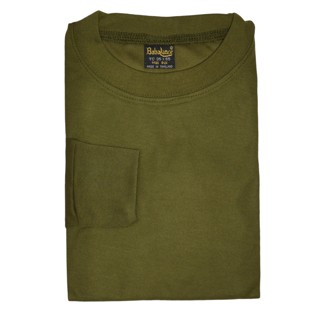 เสื้อยืด คอกลมแขนยาว สีล้วน ยี่ห้อ Babalance(บาบาลานซ์)/Baleena(บาลีนา ...