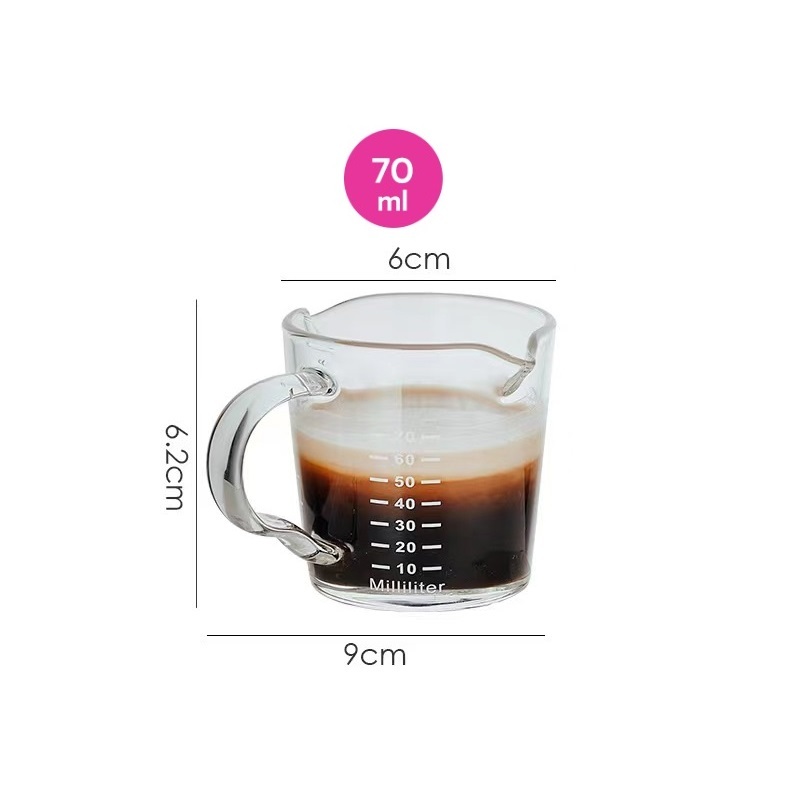 [AC045]แก้วตวง กาแฟ ด้ามไม้ สองปากเท ขนาด 70-150 มิลลิลิตร ทนความร้อน ...