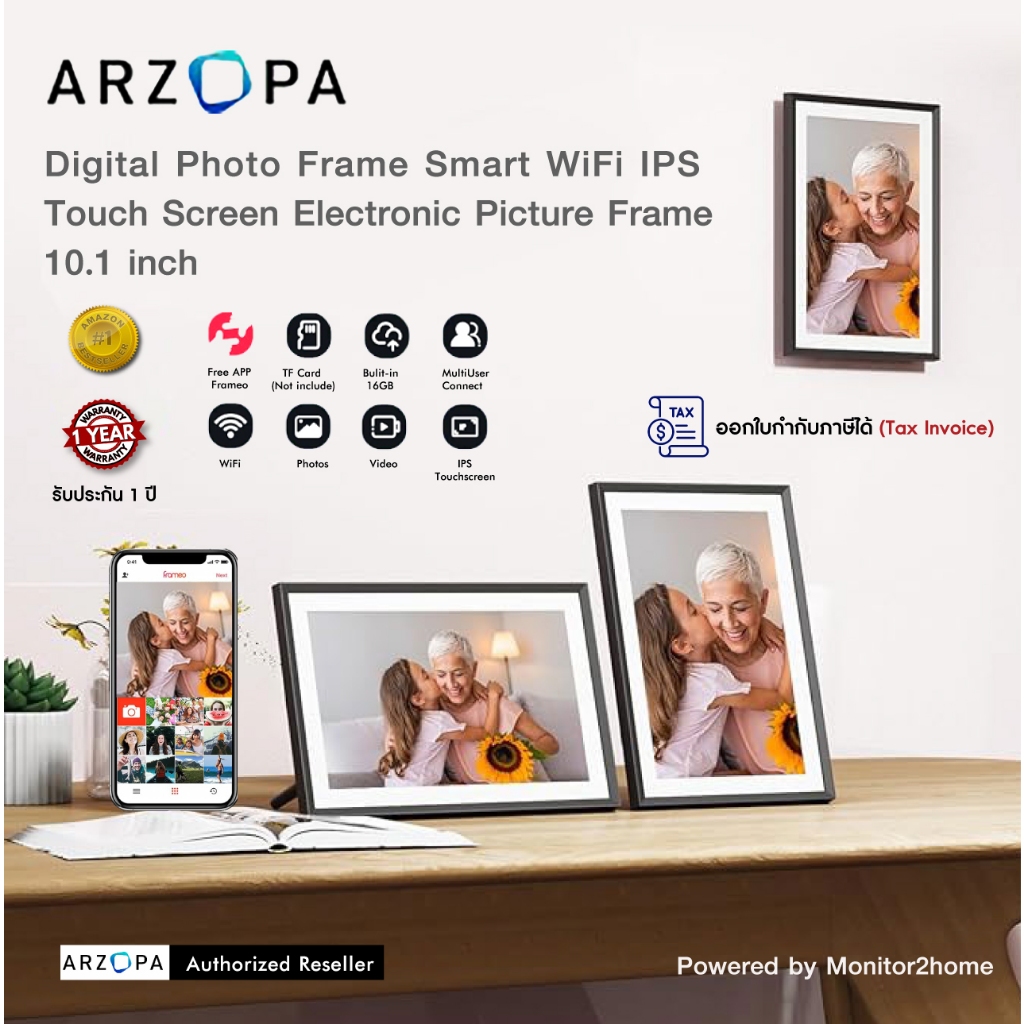 ARZOPA Frameo Digital Picture Frame 10.1 Inch Smart WiFi Digital Photo ...