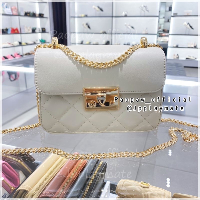 กระเป๋า Charles & Keith รุ่น Quilted Push-Lock Chain-Handle Bag : CK2 ...