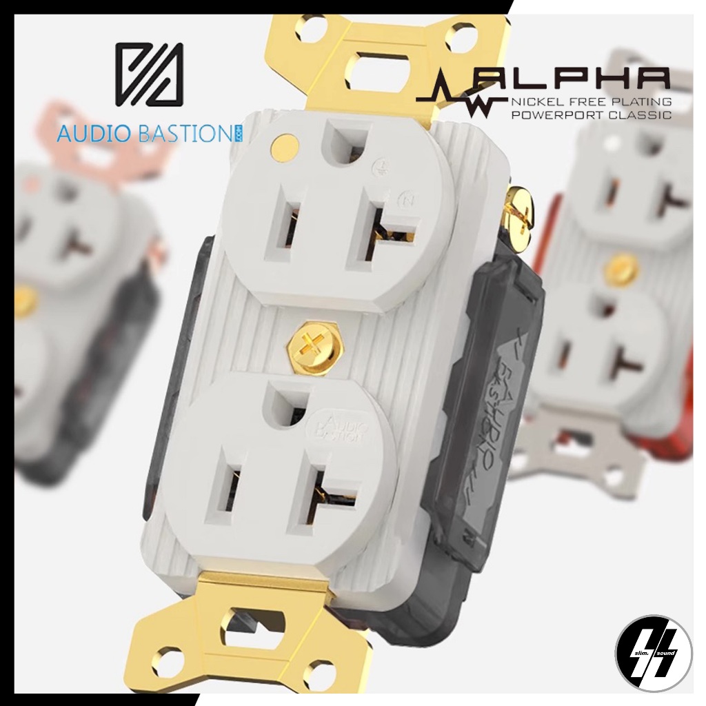 เต้าเสียบปลั๊กไฟติดผนัง | AudioBastion - Alpha | Socket 20A gold - rhodium - copper audiophile ...