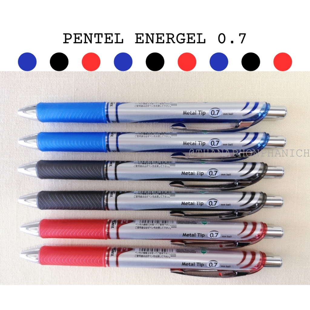 ปากกาเจลสีน้ำเงิน ดำ และแดง รุ่น ENERGEL 0.7 | Shopee Thailand