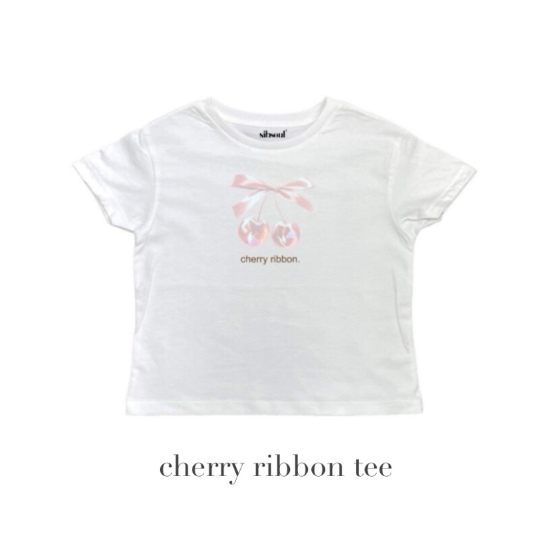 cherry ribbon tee เสื้อยืดพอดีตัว | Shopee Thailand