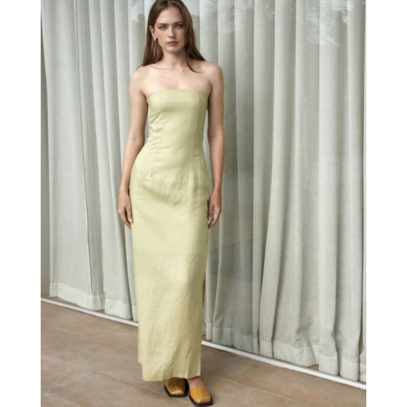 Paloma - Linen Tube Dress (Pale Green) | Shopee Thailand