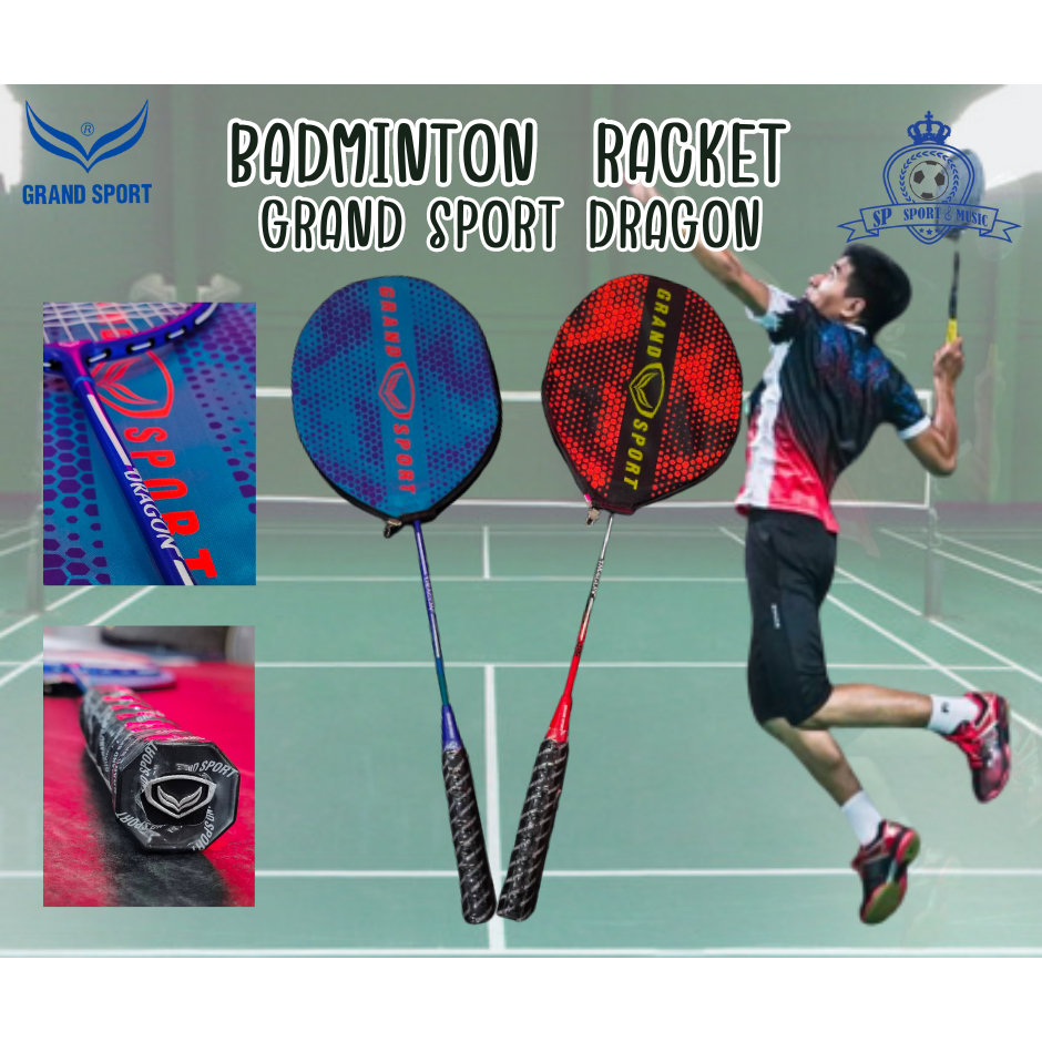 Badminton Racket GRAND SPORT DRAGON ไม้แบดมินตัน เดี่ยว 1 ด้าม (พร้อม ...
