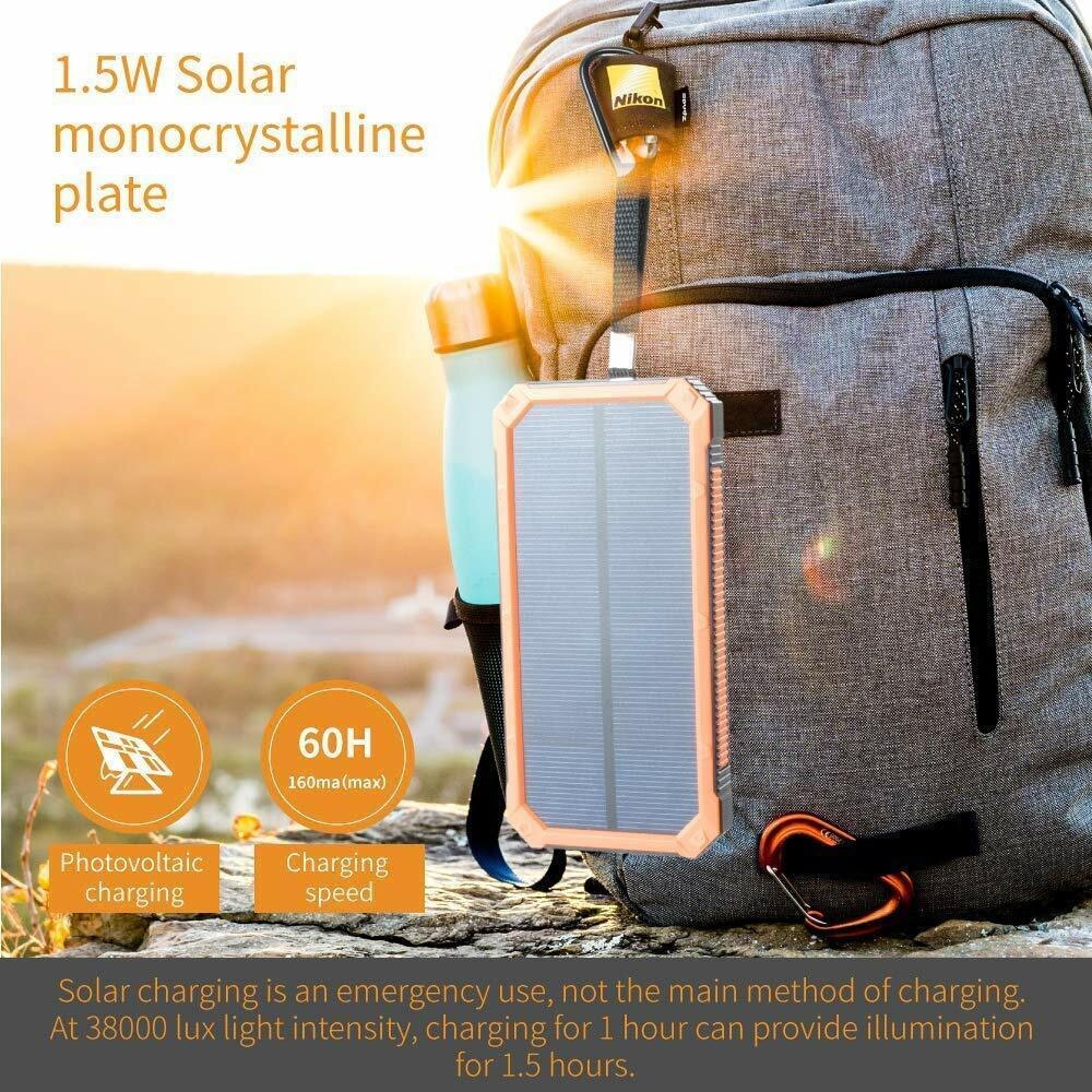 Solar Charger,20000mAh Solar Power Bank with Dual USB LED Flashlight ...
