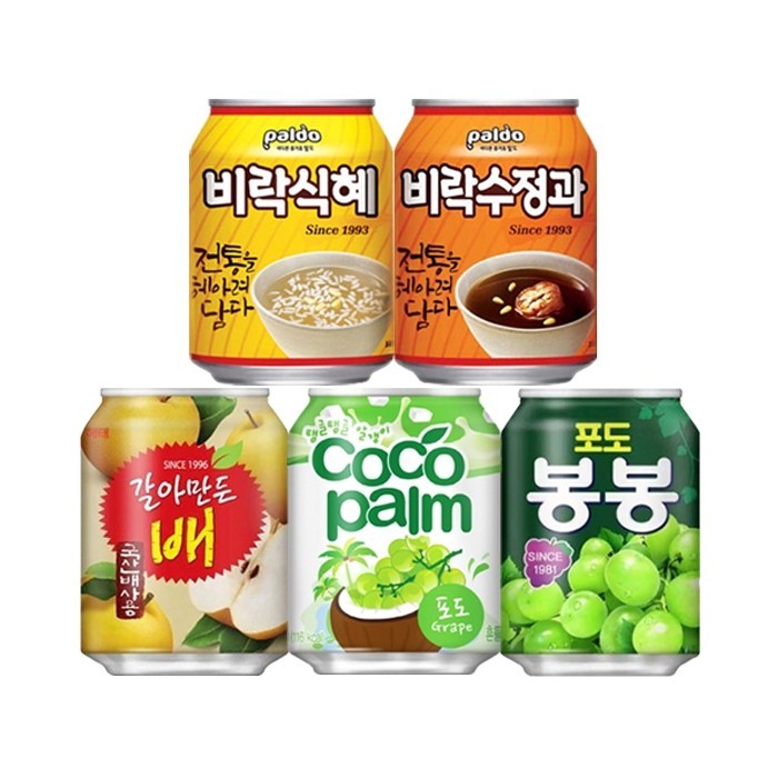 เครื่องดื่มน้ำผลไม้เกาหลี น้ำผลไม้กระป๋องผสมเนื้อผลไม้แท้ Haitai Crushed Juice Bongbong 238 ml ...