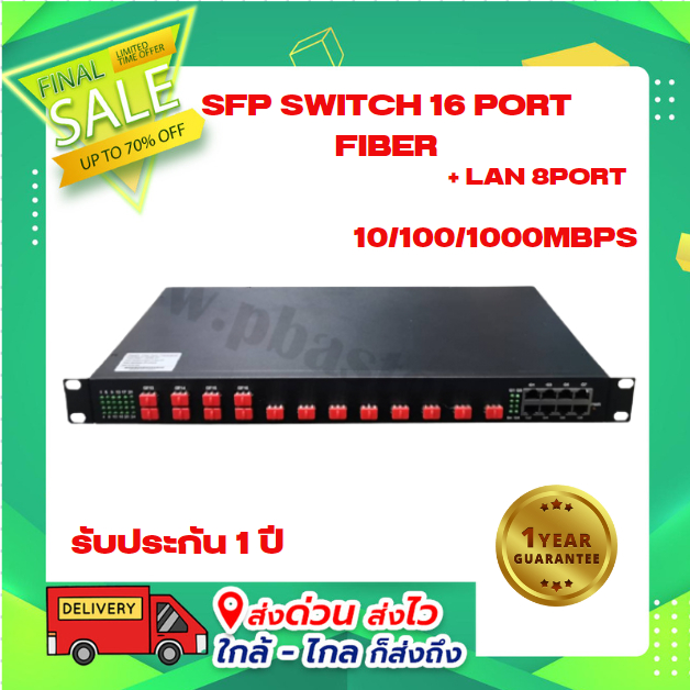 SFP SWITCH 16 PORT FIBER + LAN 8PORT 10/100/1000MBPS (Rack mount 1U ...