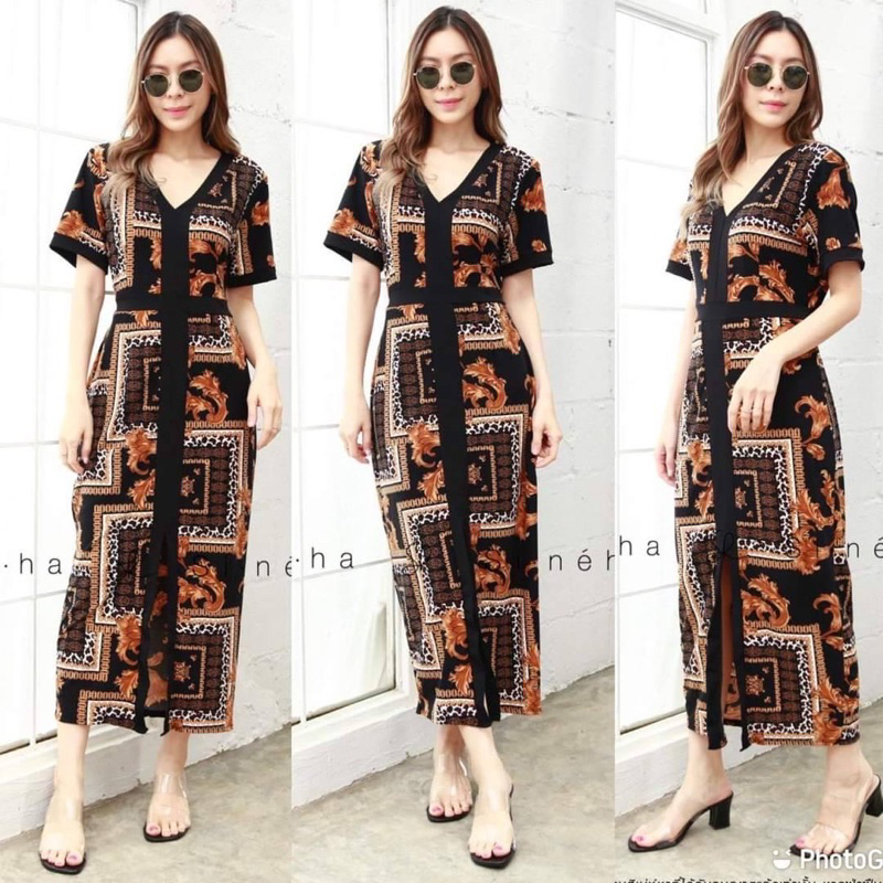 เดรสยาวสาวอวบ อก 38-42 ผ้าไอทีวาย มีซิปหลังจ้า dress plussize | Shopee Thailand