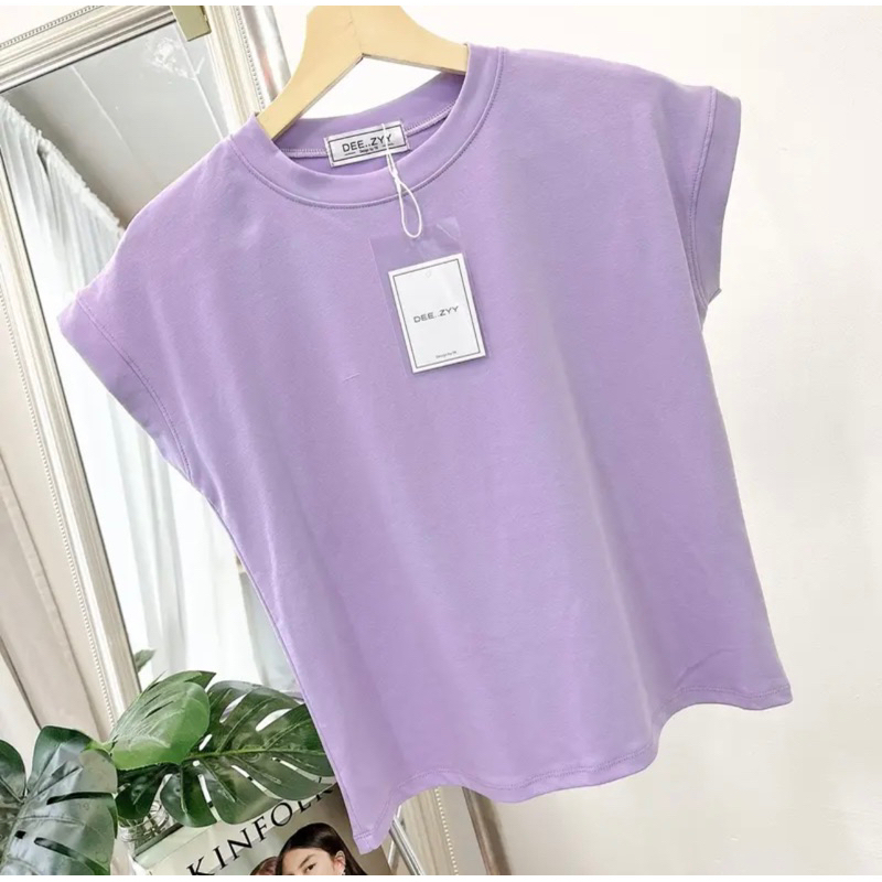 029 พร้อมส่ง*ป้าย Dee Zyy เสื้อยืดคอกรมแขนขอบ ผ้ายูนิโคล่ใส่ทับใน สวยเนื้อยืดนุ่มละมุนผิว ...
