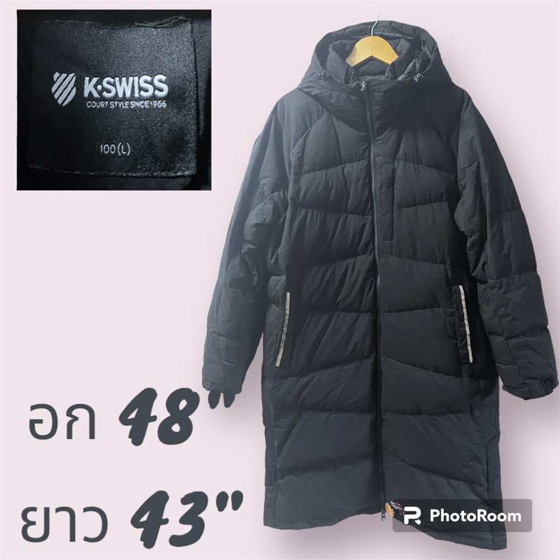(มือสอง)Long padding สีดำขนเป็ด แบรนด์ K-swiss | Shopee Thailand