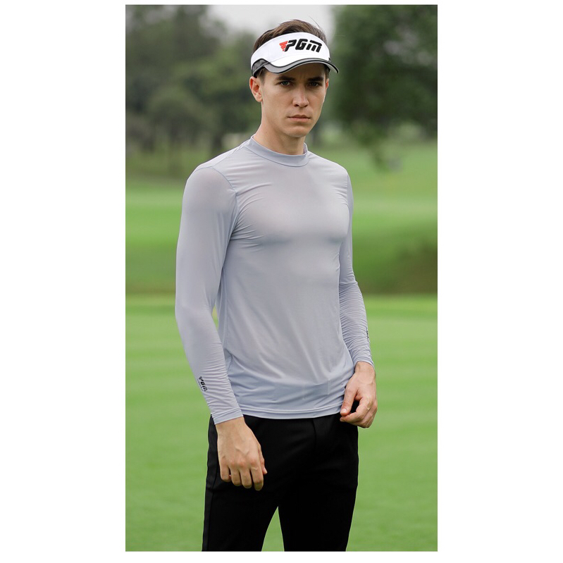 เสื้อยืดแขนยาวคอเต่า ผ้าไหมน้ำแข็งกันยูวี PGM UV protection shirt Body fit ระบายเหงื่อรัด ...