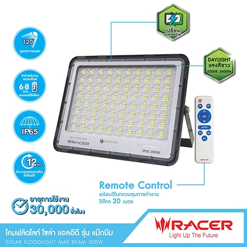 โคมฟลัดไลท์โซล่าห์เซลล์ IP65 แสงขาว LED SOLARCELL FLOODLIGHT INFINITE ...