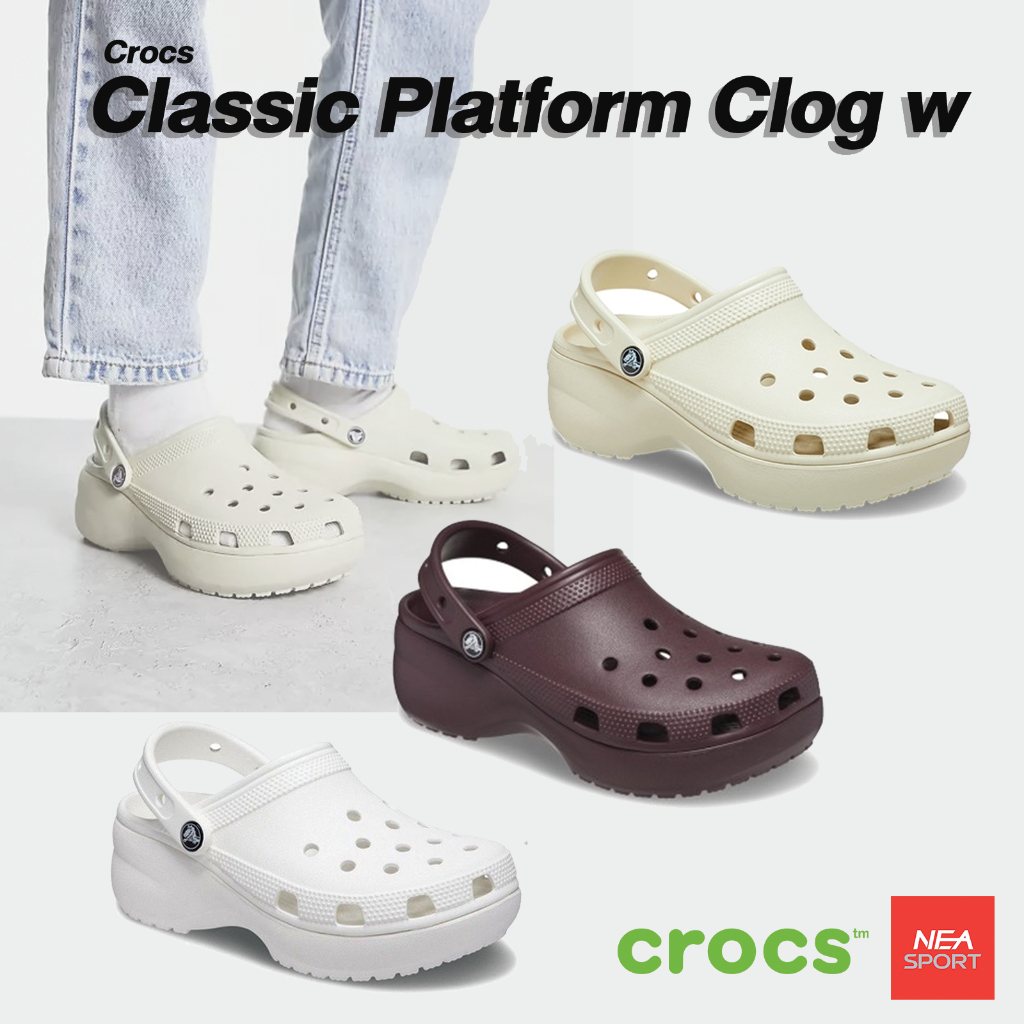 [โค้ด DDXDECW2 ลดอีก10%] Crocs Classic Platform Clog ฮิตสุด แรงสุด รองเท้า ครอคส์ ผู้หญิง พื้น ...