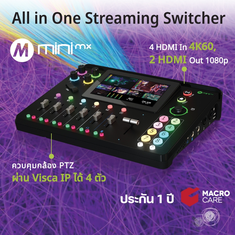 MINI-MX 4CH HDMI Live Streaming Switcher, บันทึก, สตรีม, Capture, Mixer ...