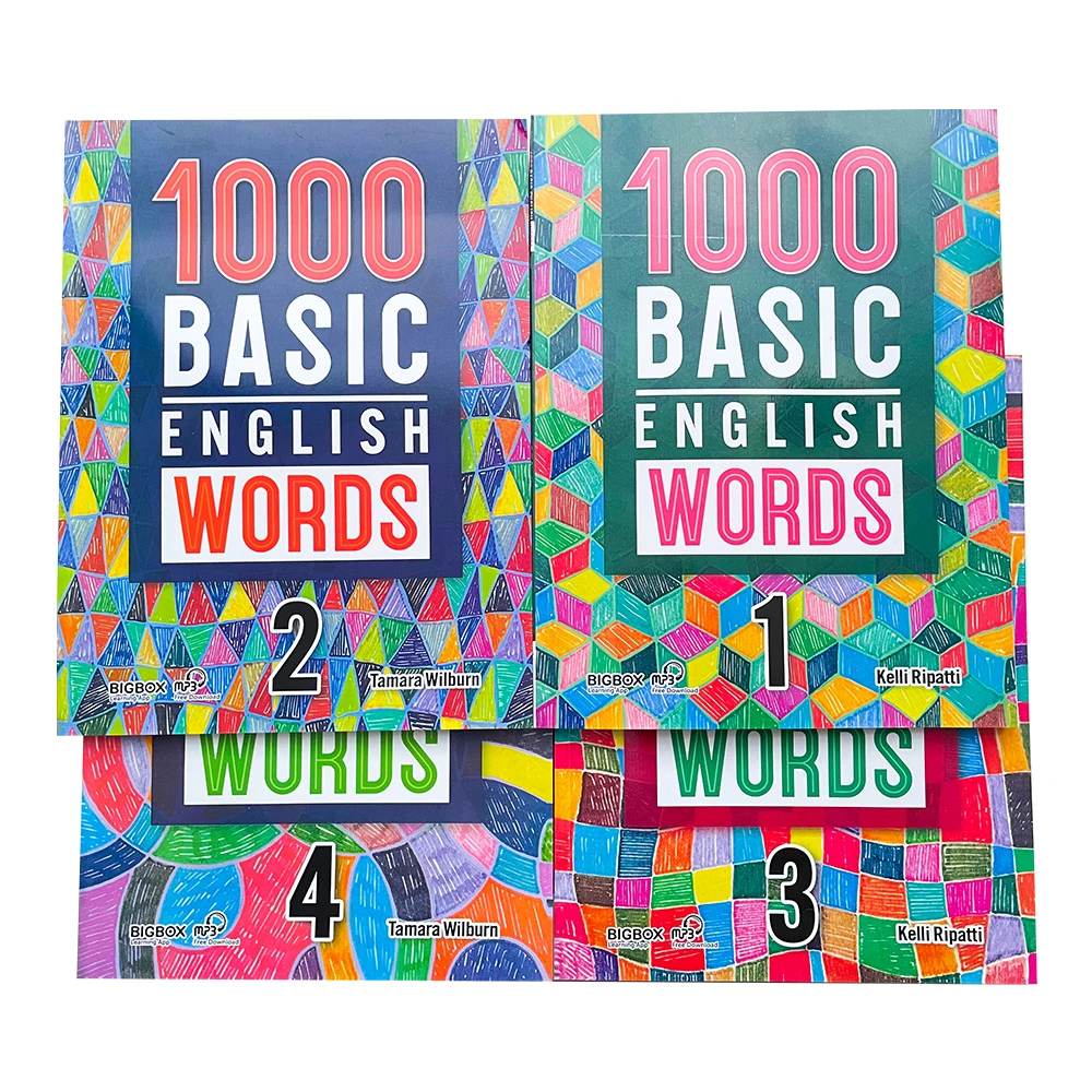 4 books/set 1000 Basic English words learning Level 1-4 Primary School ...