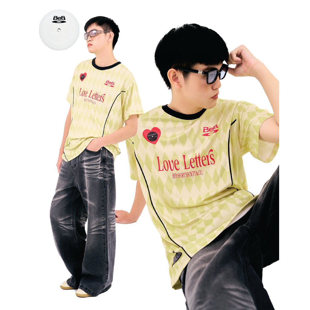 BEB CLUB LOVE LETTERS CURVE JERSEY เสื้อกีฬาสีเหลือง | Shopee Thailand