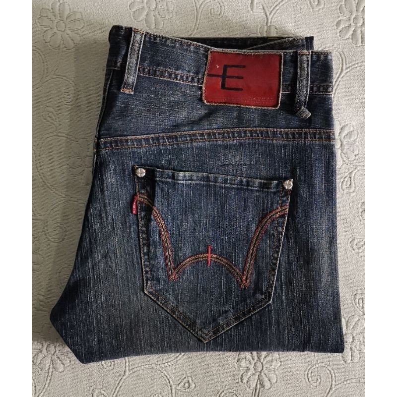 Edwin แบรนด์ แท้ ทรงขา โค้ง เอว วัด จริง 38 นิ้ว สไตล์ วินเท จ | Shopee Thailand