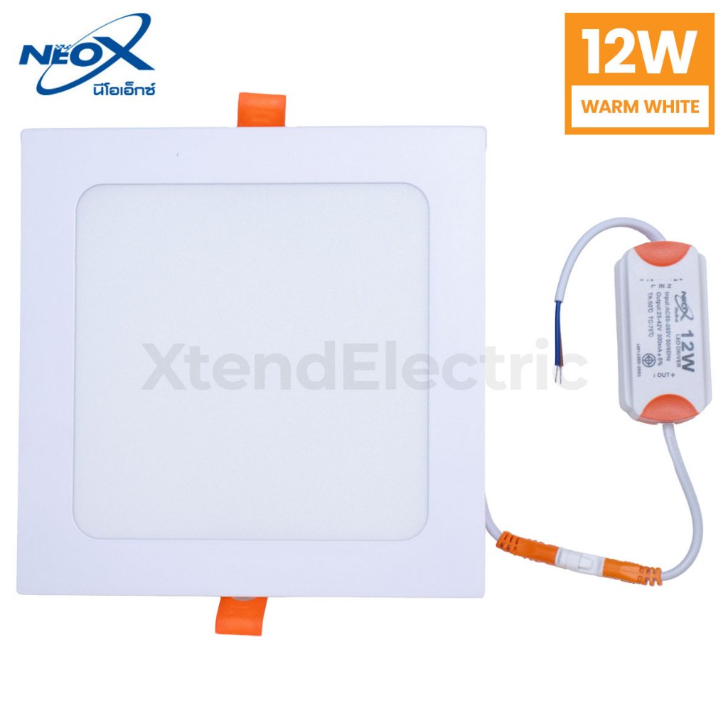 Neox LED Down Light Slim Square 6″ 12 Watt Warm White นีโอเอ็กซ์ โคมดาวน์ไลท์ ทรงเหลี่ยม 6 นิ้ว ...