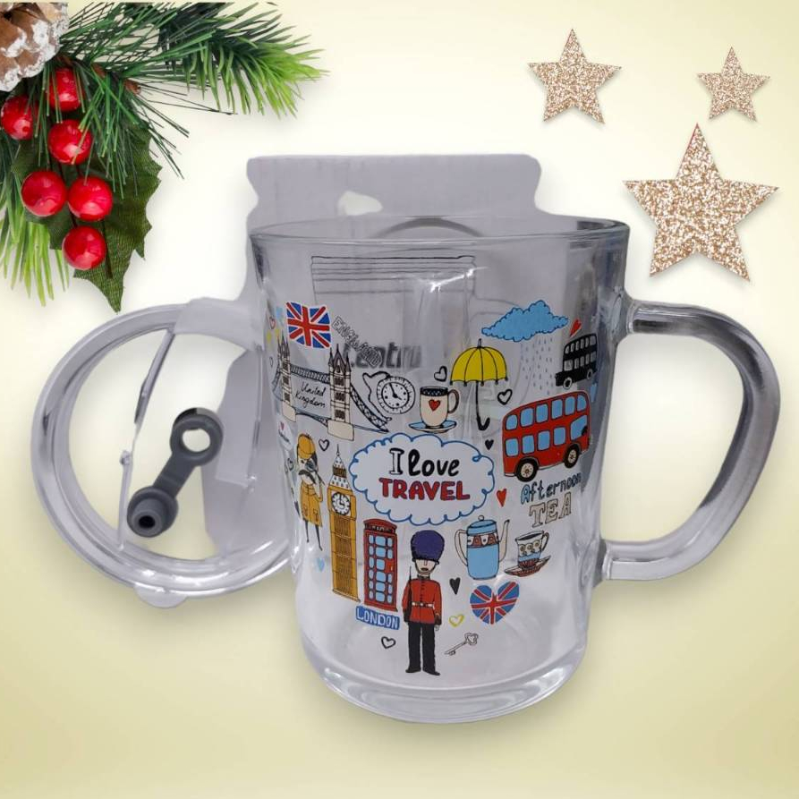 แก้วมัค สำหรับใส่เครื่องดื่ม ร้อน-เย็น ลวดลายสวยงาม มีฝาปิด+หลอด ...