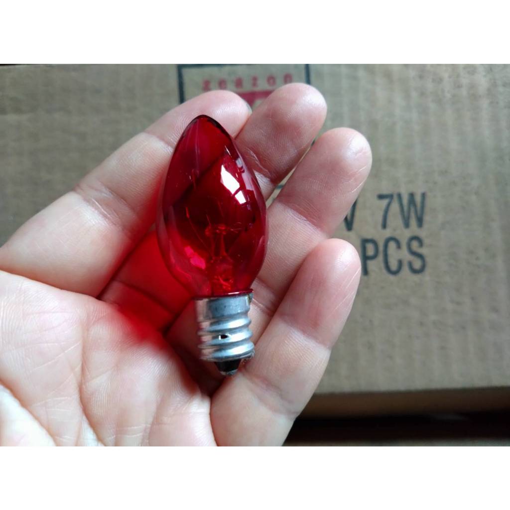 ZEAZON หลอด จำปา 7W/10W ขั่วเกลียว เล็ก E12 แดง สำหรับประดับตกแต่ง ไฟคริสมาส ไฟศาลเจ้า C-7 ...