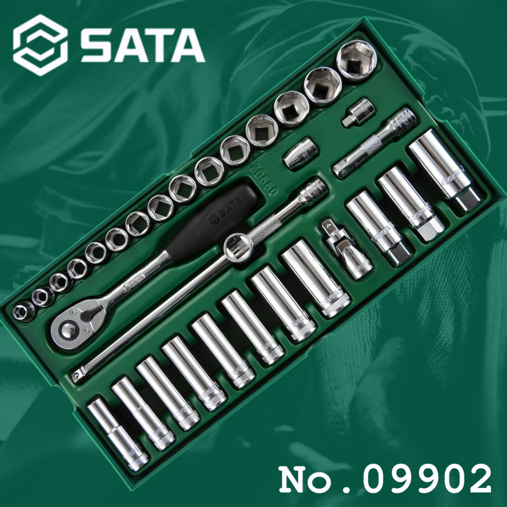 SATA ชุดถาดลูกบล็อก 3/8" 33 ชิ้น (33Pcs. 3/8" Dr.Socket Set) No.09902 ...