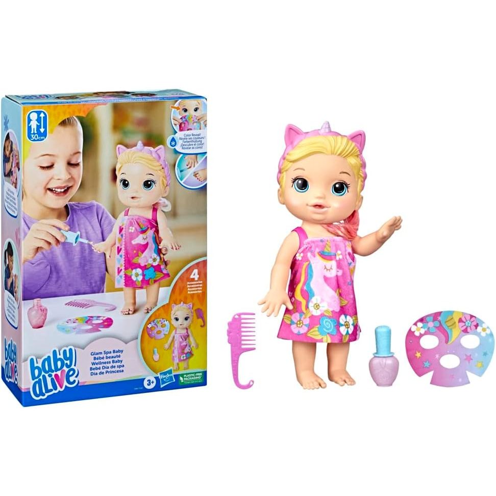 Baby Alive Glam Spa Baby Doll, Unicorn, Makeup Toy for Kids 3 and Up ...