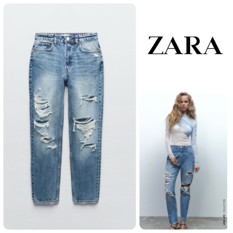 ส่งต่อ :: ZARA_Ripped Mom TRF Jeans size 36 | Shopee Thailand