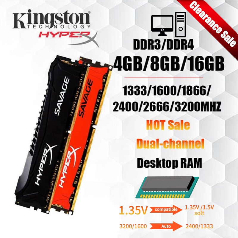 【สินค้าเฉพาะจุด】Kingston Hyperx SAVAGE 4GB/8GB/16GB Desktop RAM DDR3/DDR4 1333/1600/1866/2400 ...
