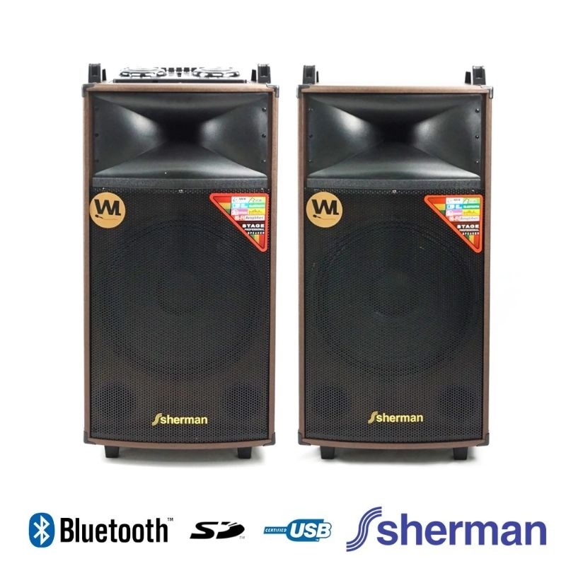 Sherman SB-606 Bluetooth Amplifier Speaker ลำโพงขยายกลางแจ้ง พร้อมไมค์ ขนาด 15 นิ้ว 300W ...