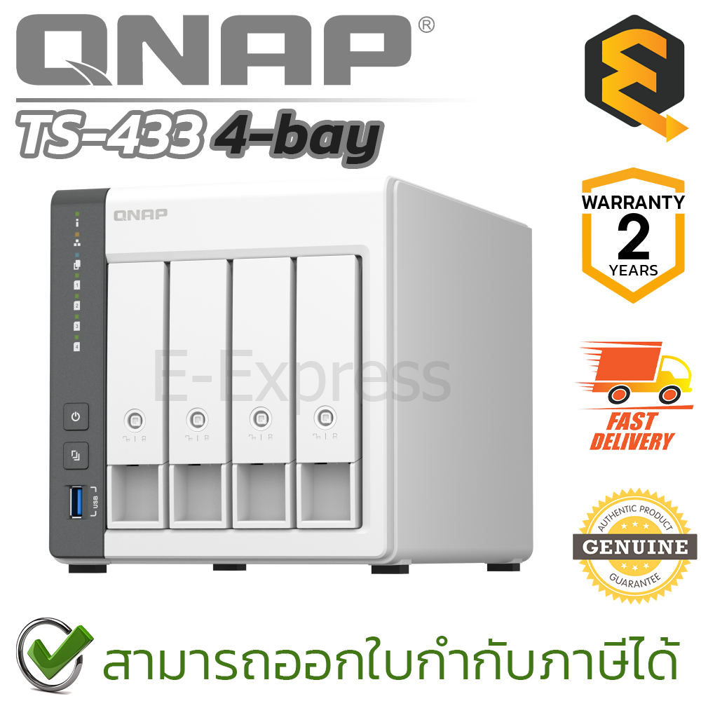 QNAP TS-433-4G 4-bay ARM 4C 2.0GHz SATA 4GB RAM แนส(อุปกรณ์จัดเก็บข้อมูลบนเครือข่าย) ของแท้ ...