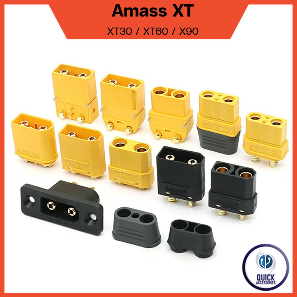 Amass ขั้วต่อแบตเตอรี่ XT30 XT60 XT90 ชุบทอง ผู้-เมีย มีฝาปิด, ปลั๊ก Connectors (XT) | Shopee ...