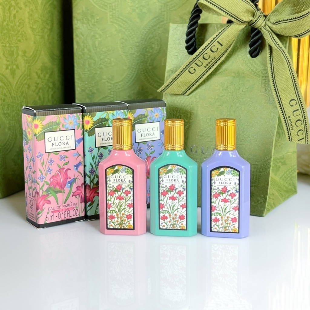Gucci Flora Gorgeous Perfume Miniature Set ( 3 x 5 ml ) น้ำหอมแท้ขนาดทดลอง หัวแต้ม | Shopee Thailand