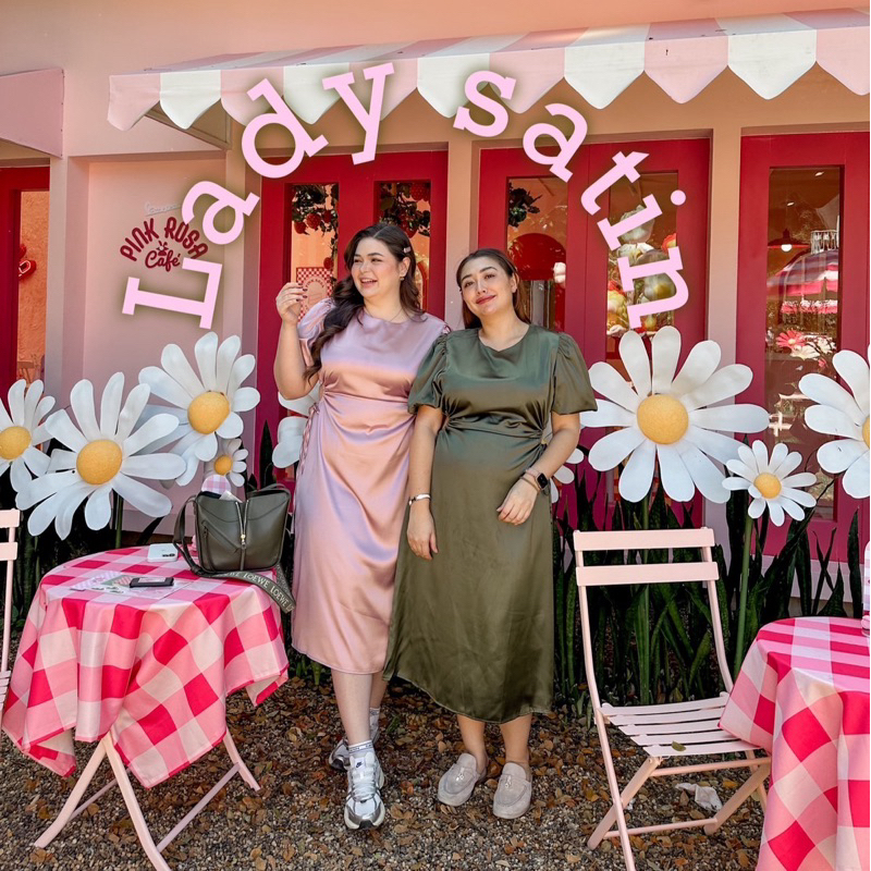 (MTNWHMG ลด 60.-) Lady m| Lady satin เดรสซาตินสาวอวบใส่ออกงาน | Shopee Thailand