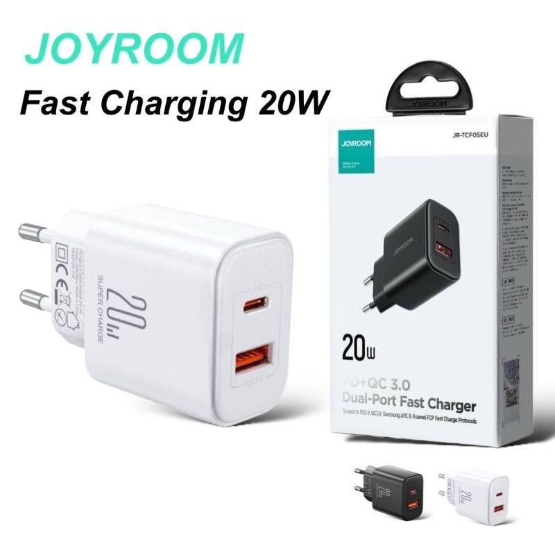 JOYROOM JR-TCF05EU Dual Port Fast Charger PD+QC3.0 20W หัวชาร์จ 2 ช่อง Type-C และ USB รองรับ ...