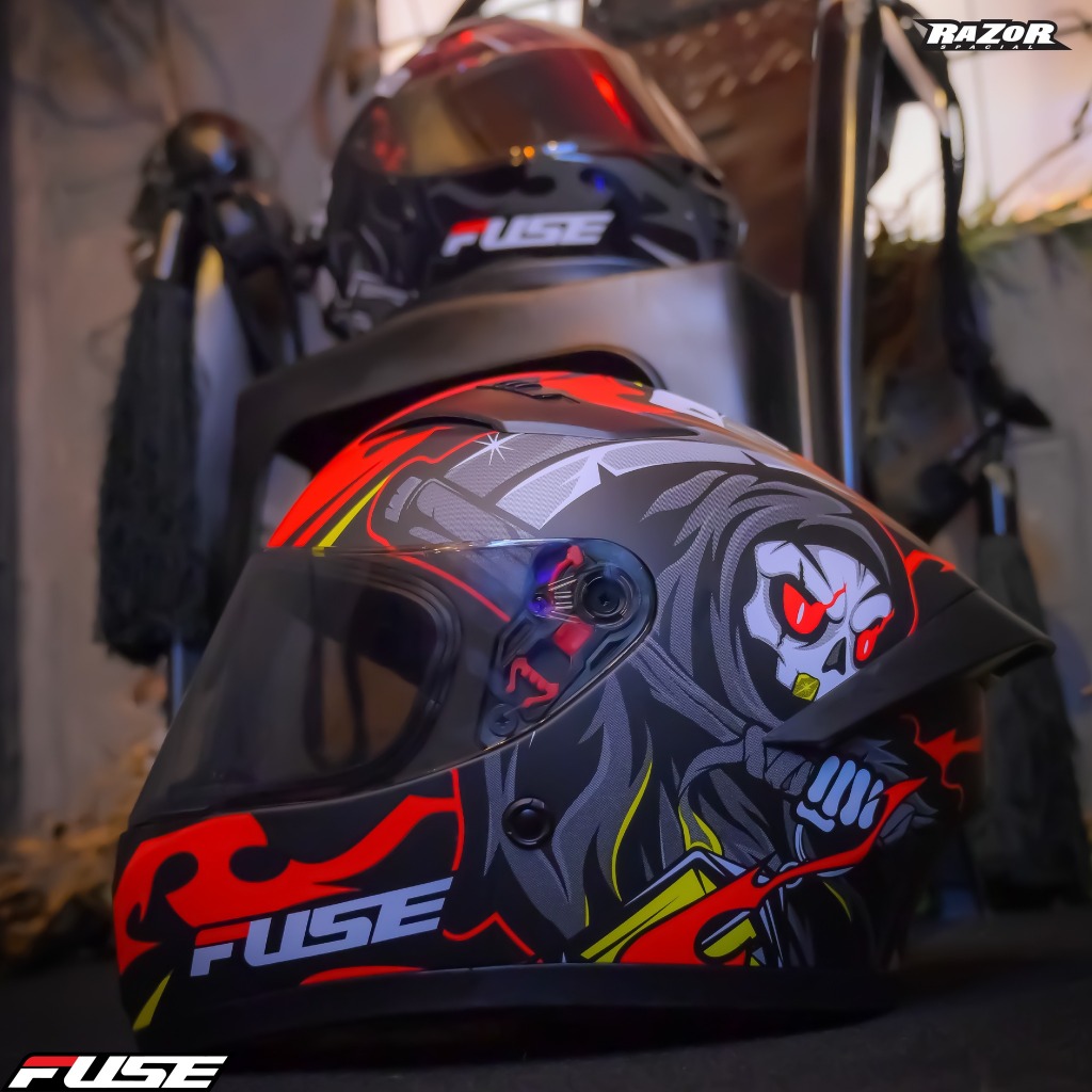 หมวกกันน็อค Fuse Razor Reaper Matte Red | Shopee Thailand